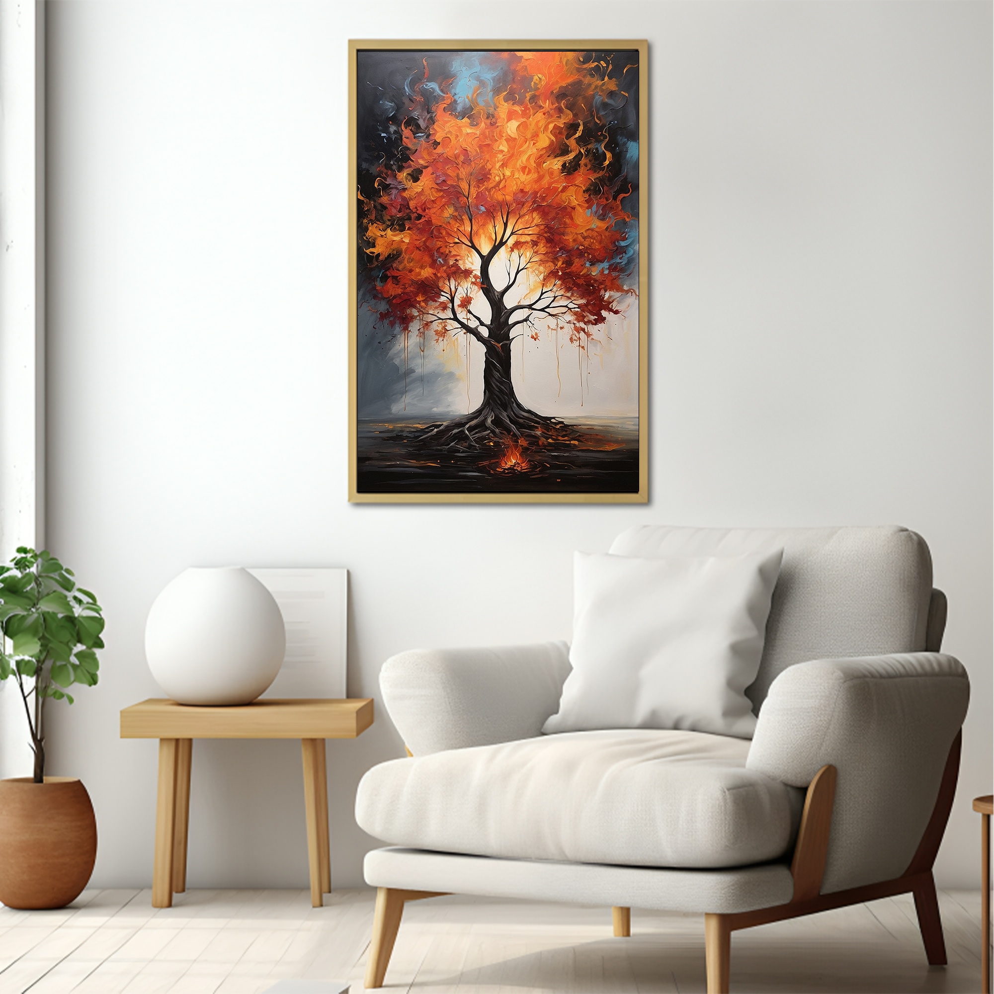 Abstract Tree Canvas painting with frame Big Size Wall Art for living ...
